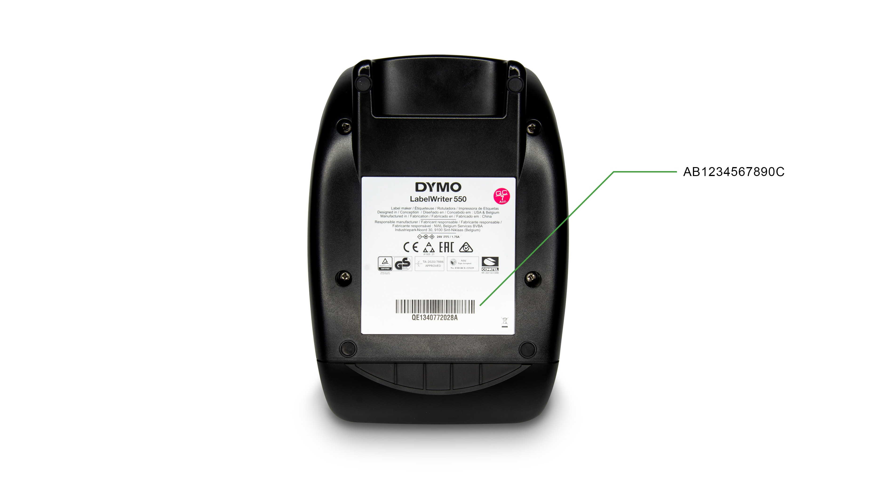 Comment trouver le numéro de série de mon appareil DYMO