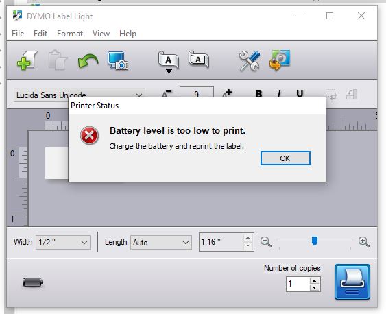 How to solve the 'low battery' error on my LabelManager PnP?