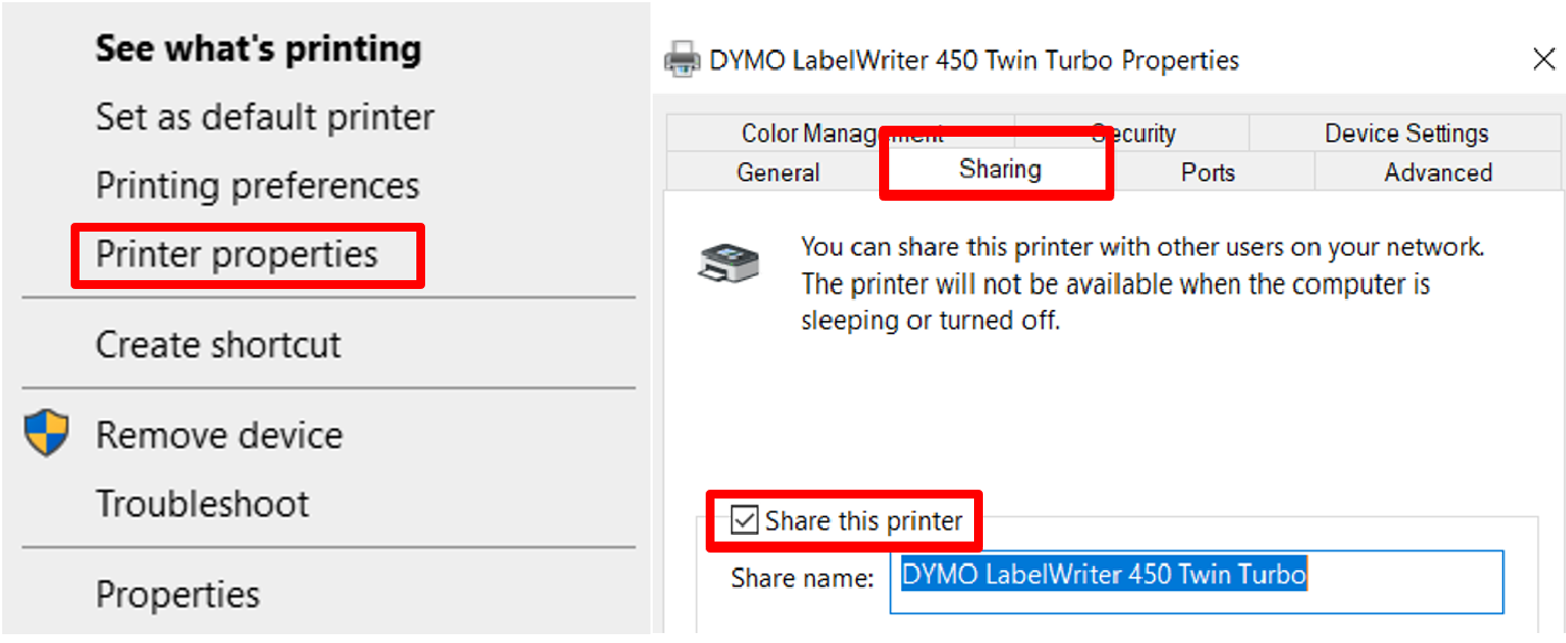 How to share the LabelWriter on the network?